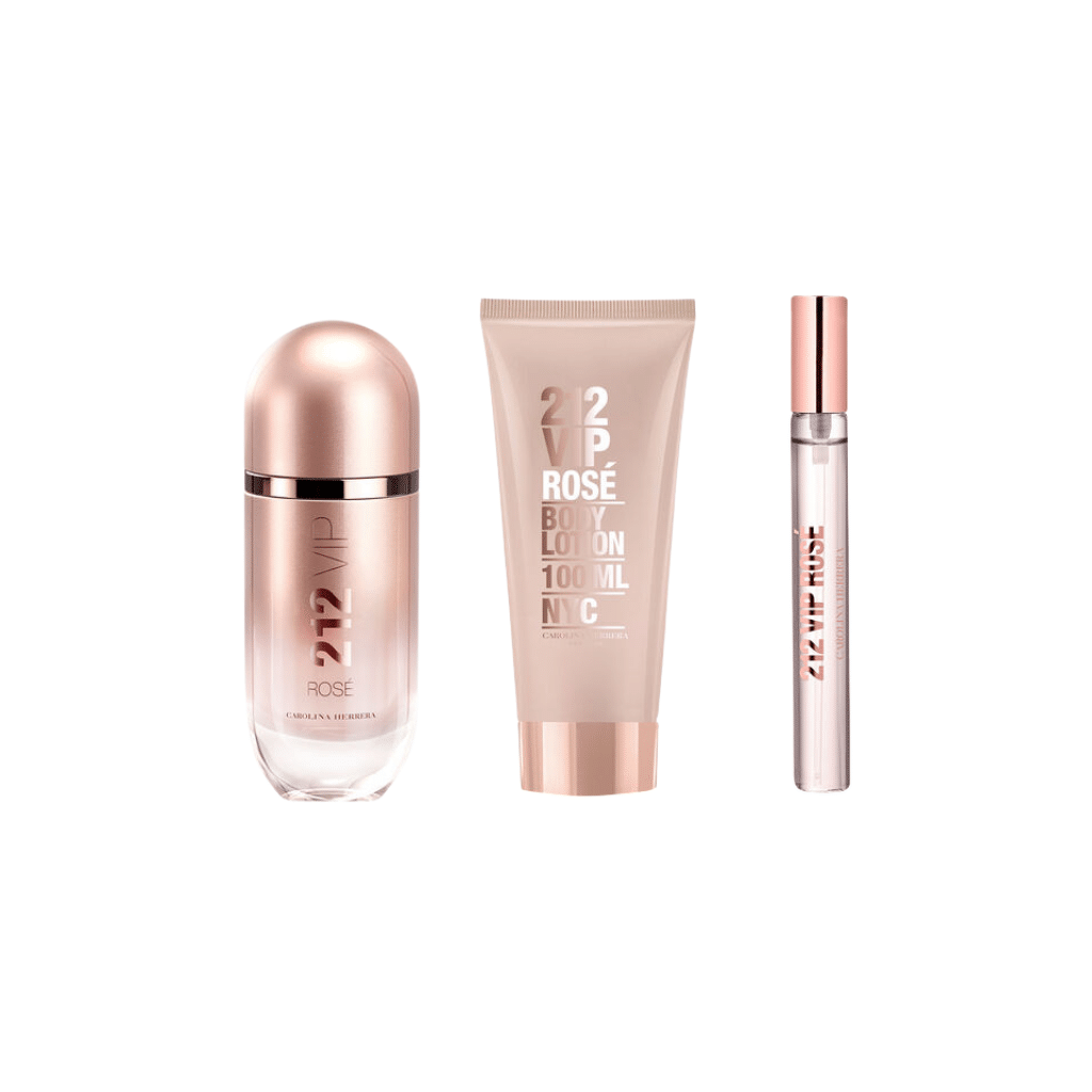 Set 212 VIP Rose 3 Piezas 80 ML EDP/10 ML EDP/100 ML BL Fragancias Finas